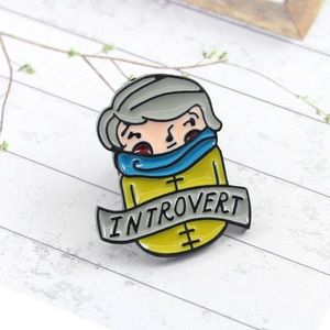 Jewelry | 5 For 25 Salecute Introvert Person Lady Pin | Poshmark